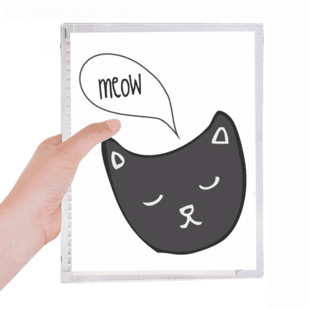 Black Cat Head Mewing Animal Notebook Loose Diary Refillable Journal ...