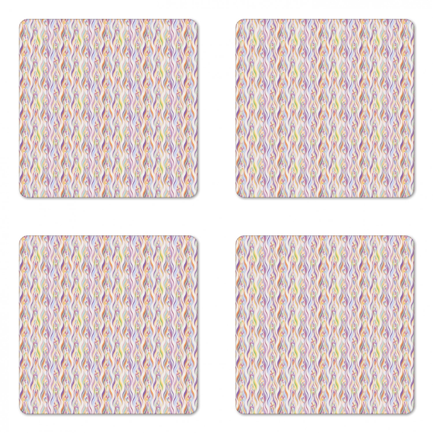 Abstract Coaster Set of 4, Wavy Lines with Geometric Rhombus Shapes ...