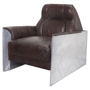 ACME Pyroden Sloped Arm Tufted Accent Chair in Black and Chrome ...