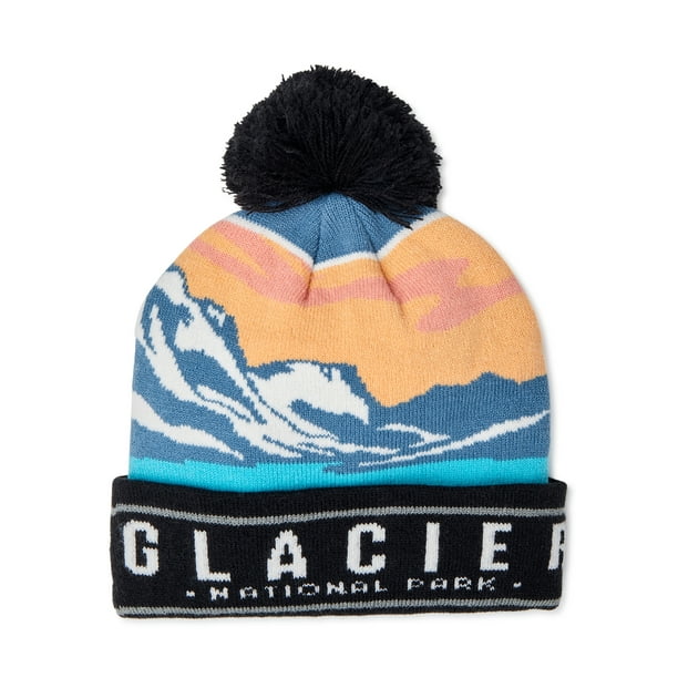 National Park Glacier National Park Cuffed Knit Beanie Hat with Pom ...