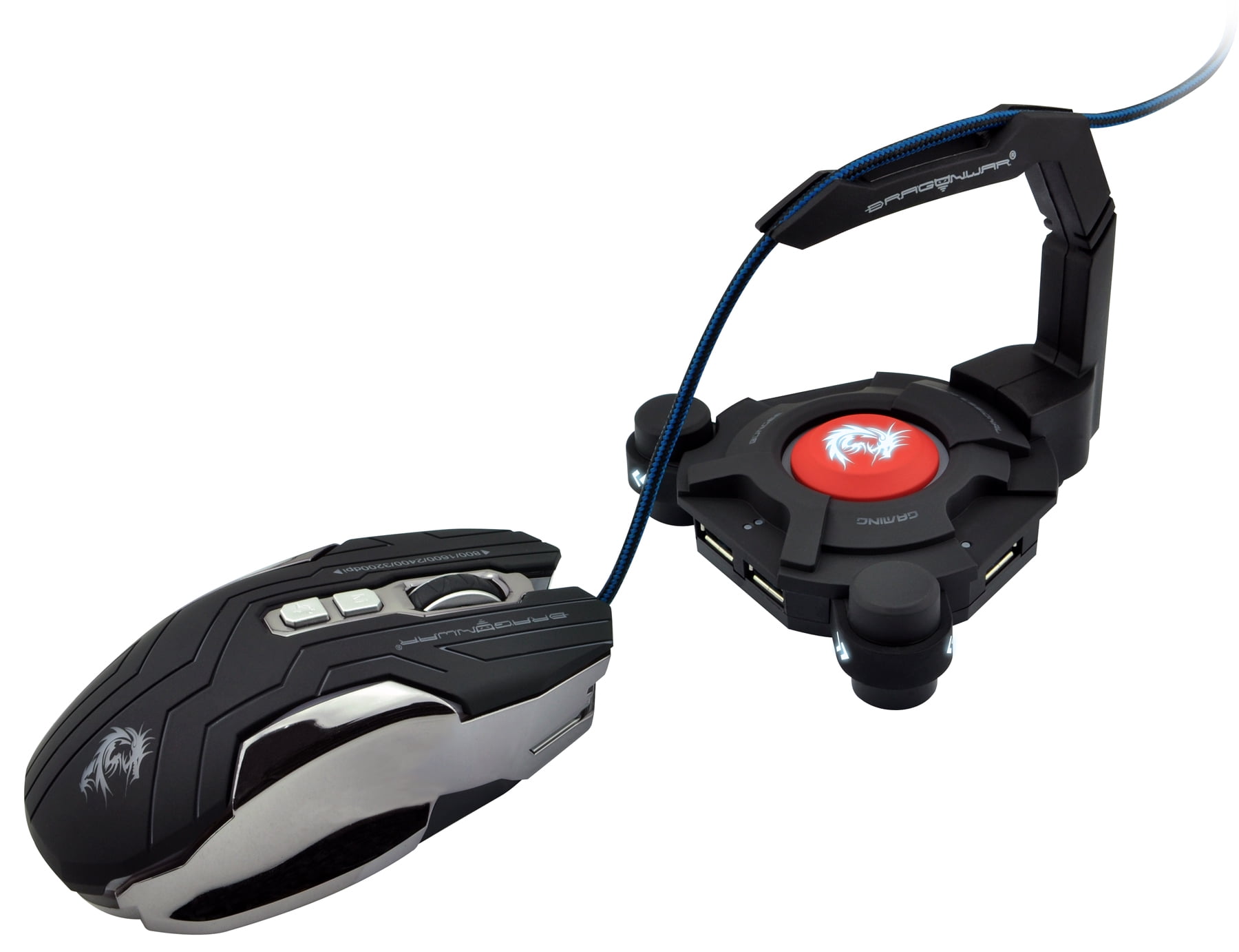 Dragonwar Mouse Bungee Cord Holder with 4 USB 3.0 Hub, Boost Accuracy ...