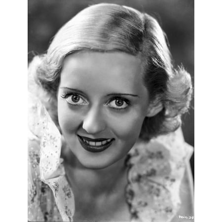 Bette Davis Portrait smiling Looking Straight in White Lace Dress Photo ...