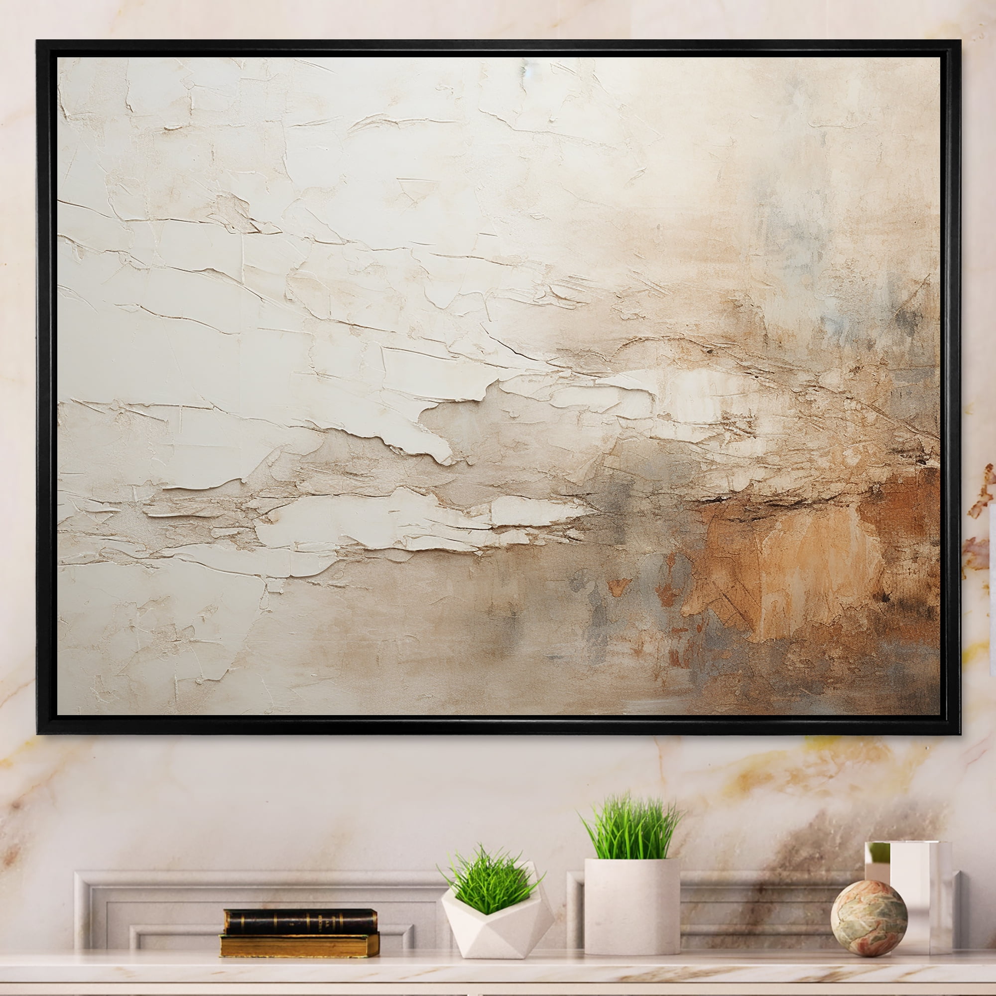 Click here for Designart Beige Black Framed Wall Art  Abstract Fr... prices