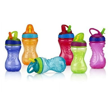 Nuby Toddler Trainer, 2 Pack 10 Ounce Spill-Proof Flip-It Straw Sippy Top Cup, Baby Cups, Colors ...