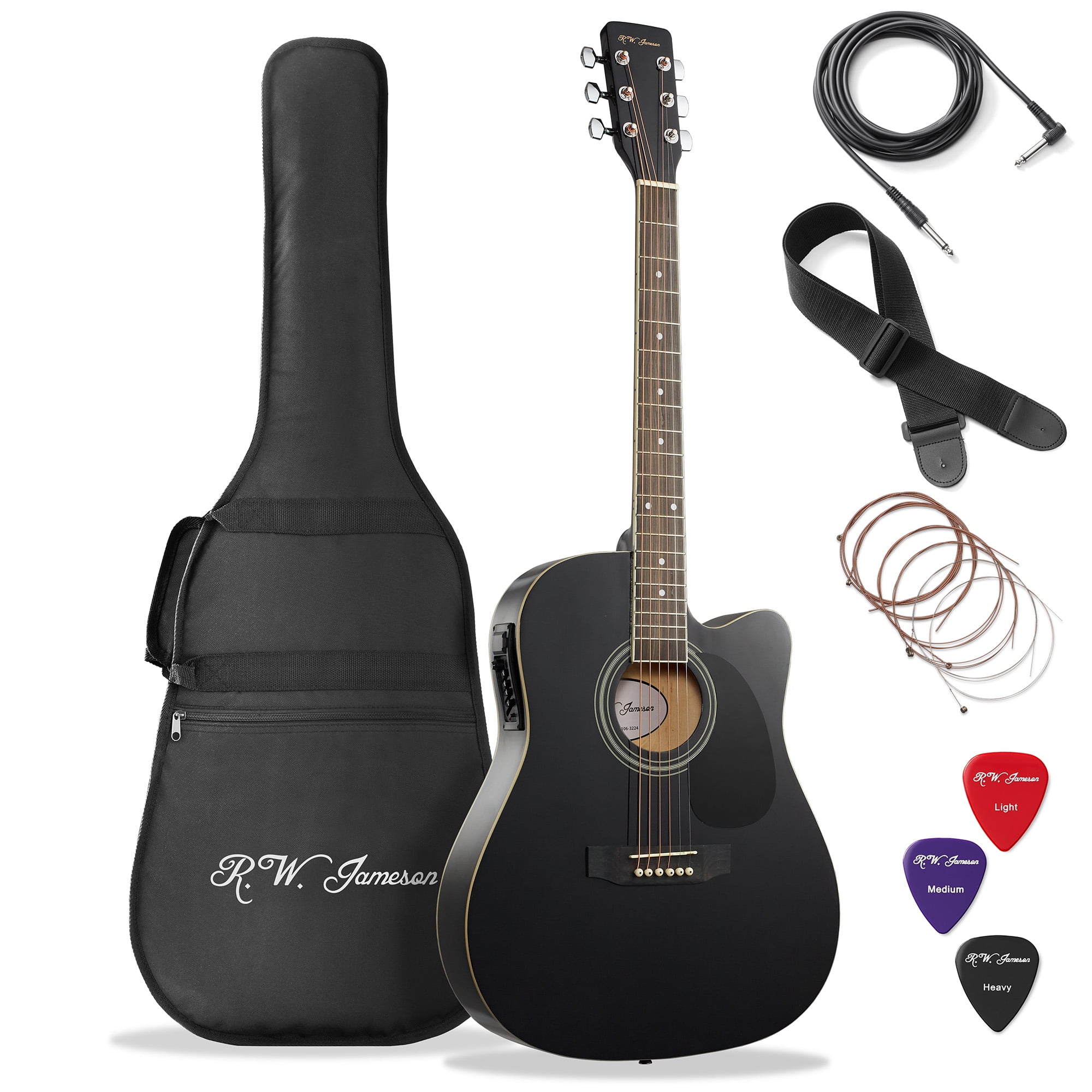 Jameson 41-Inch Full-Size Acoustic Electric Guitar with Thinline ...