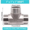 BDKWID-1" x 1" x 1" NPT Male Pipe Fitting, 304 Stainless Steel Tee Pipe ...