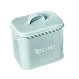 Farmhouse Metal Recipe Box With Cards And Dividers - Blue Vintage Tin ...