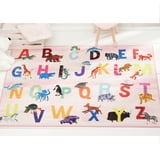 "Eric Carle Pink/Blue Alphabet Kids Area Rug for Learning & Play, Ideal ...