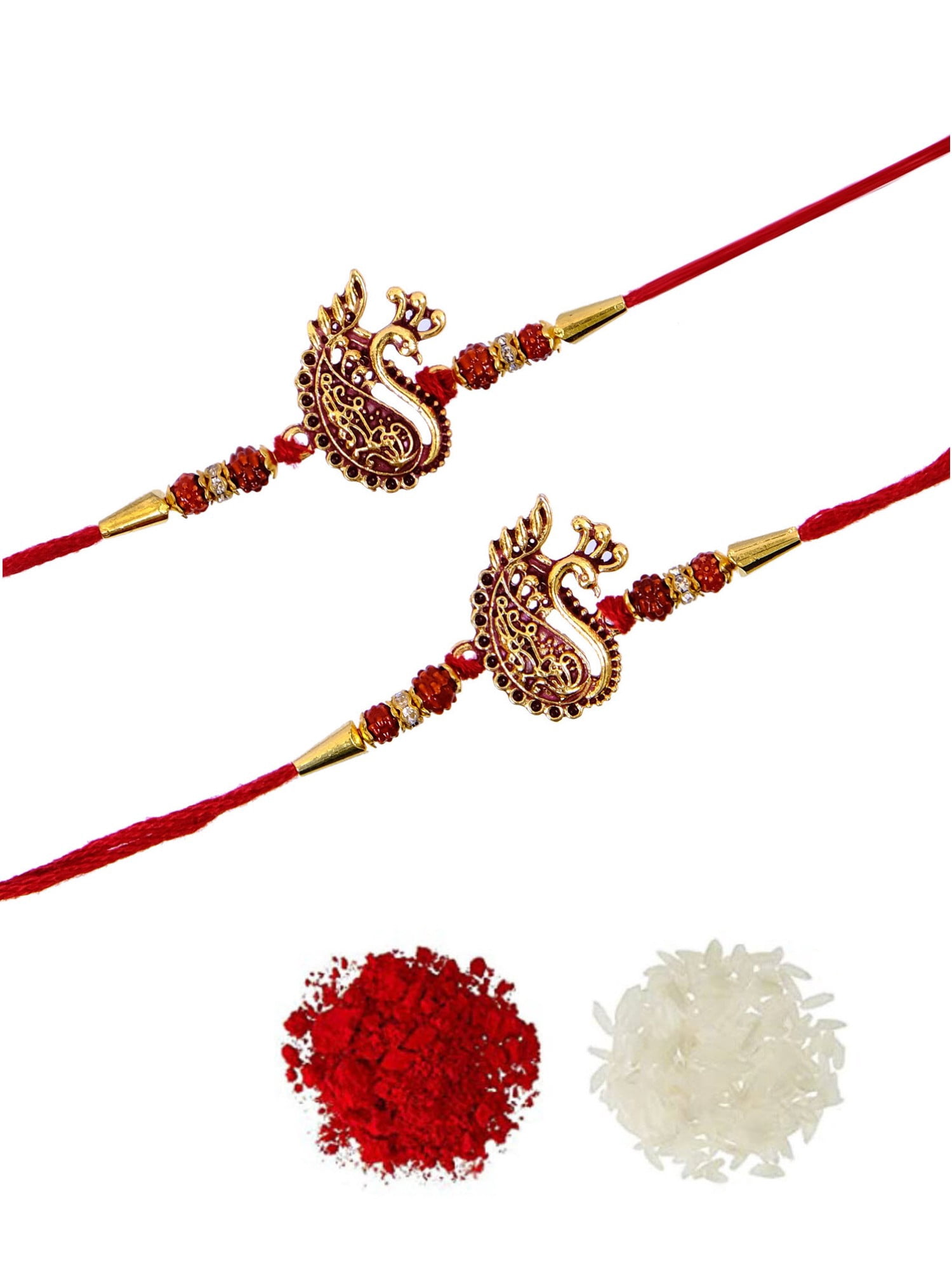 Crunchy Fashion Amroha Crafts Swan Metal Multicolor Rakhi Set- Pack of ...
