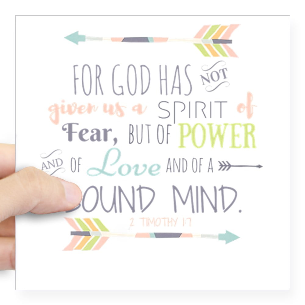 CafePress - 2 Timothy 1:7 Bible Verse Sticker - Square Sticker 3" x 3 ...