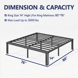 "ULIESC 14"" Heavy Duty Metal King Size Platform Bed Frame, No Box ...