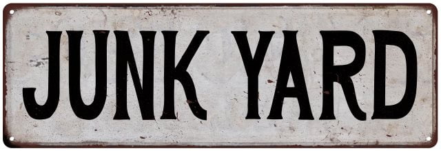 JUNK YARD Vintage Look Rustic Metal City State Sign 6 x 18 High Gloss ...