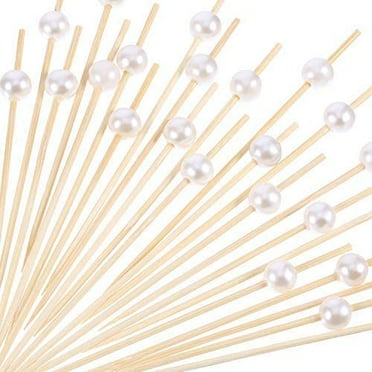Gold Pearl Cocktail Picks, Bamboo Appetizer Toothpicks (4.7 Inches, 150 ...