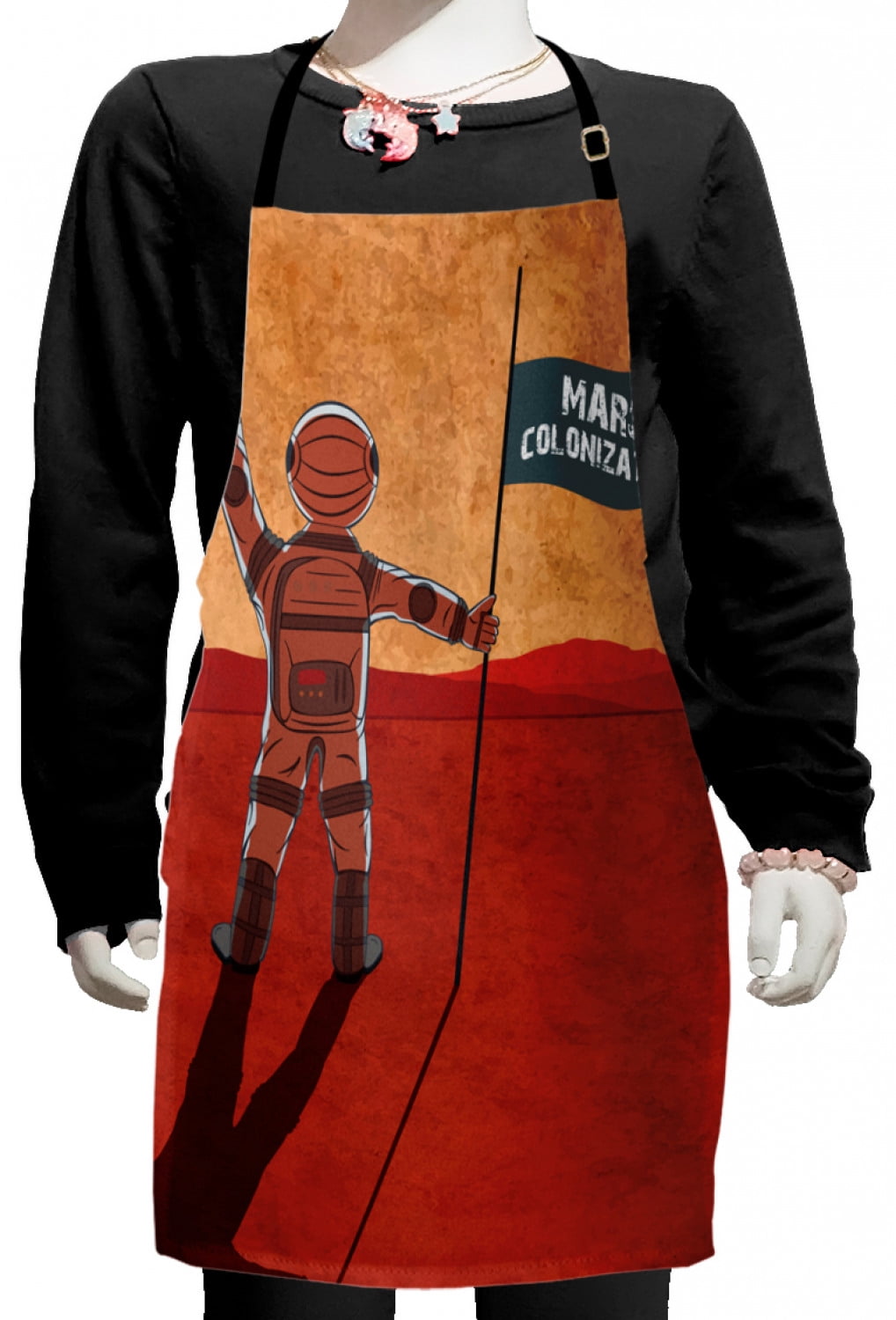 Outer Space Kids Apron, Colonization of Mars with Cosmonaut on the ...