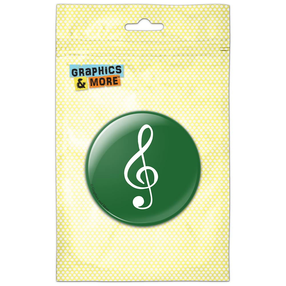 Treble Clef Music Musical Note Sound White on Green Refrigerator Button ...