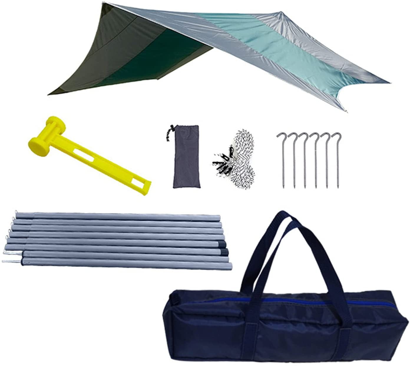 Waterproof Camping Tarp, Beach Hexagon Tent Tarp 14x14 Ft 3-4 Person ...