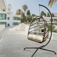 Swing Egg Chair with Stand Indoor Outdoor Wicker Rattan Patio Basket ...