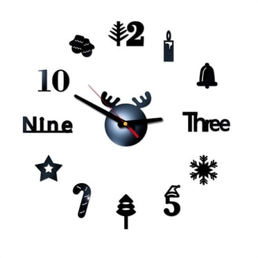 3D Large Number Wall Clock Mirror Sticker Modern Home Office Decor Art ...