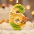 Birthday Number Candle, Yellow Green White Striped Party Celebration ...