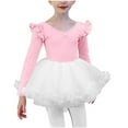 Antinious Girls Solid Long Sleeve V-Neck Hollow Back Mesh Dance Dresses ...