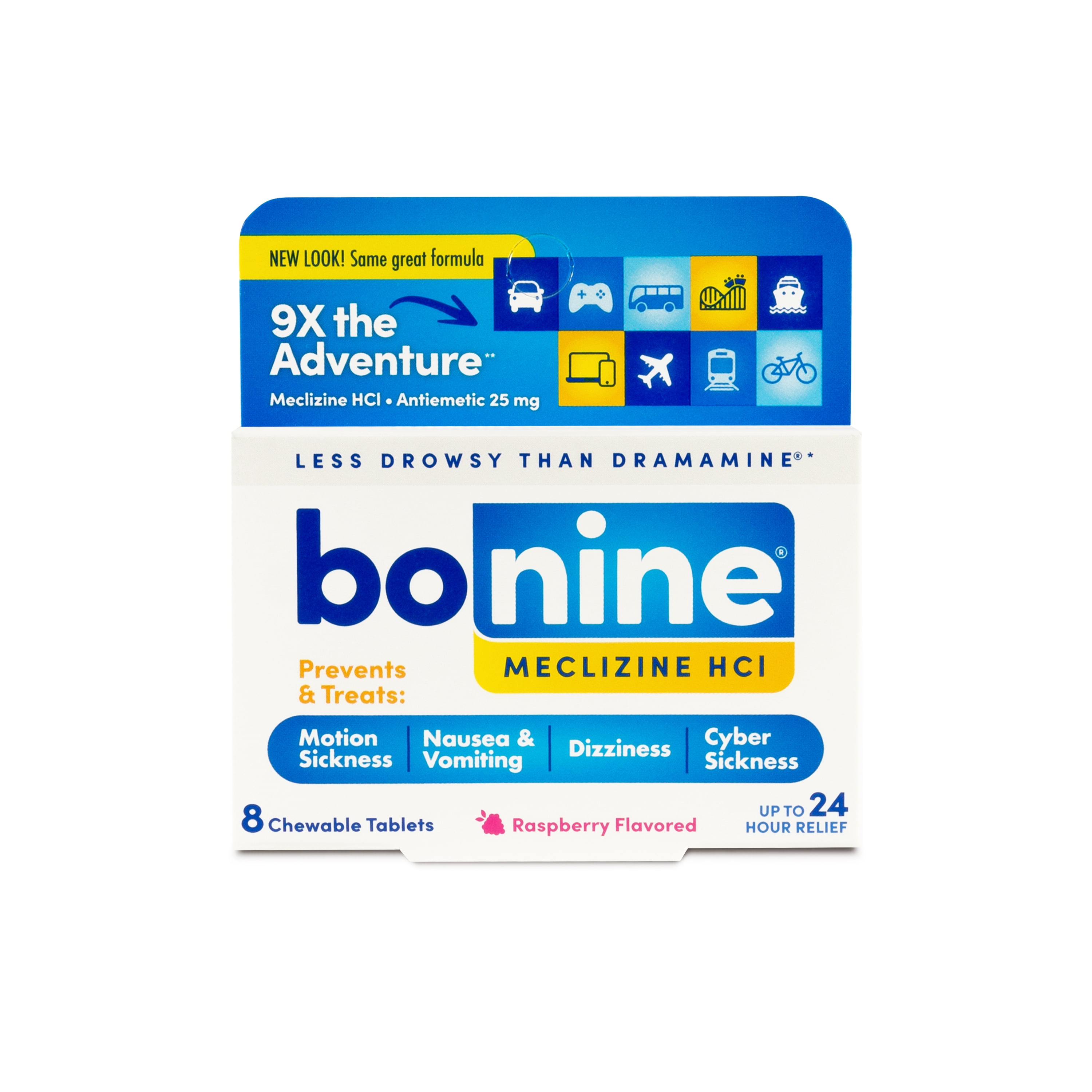 Bonine Chewable Motion-Sickness Relief Tablets, Raspberry, 8 ct ...