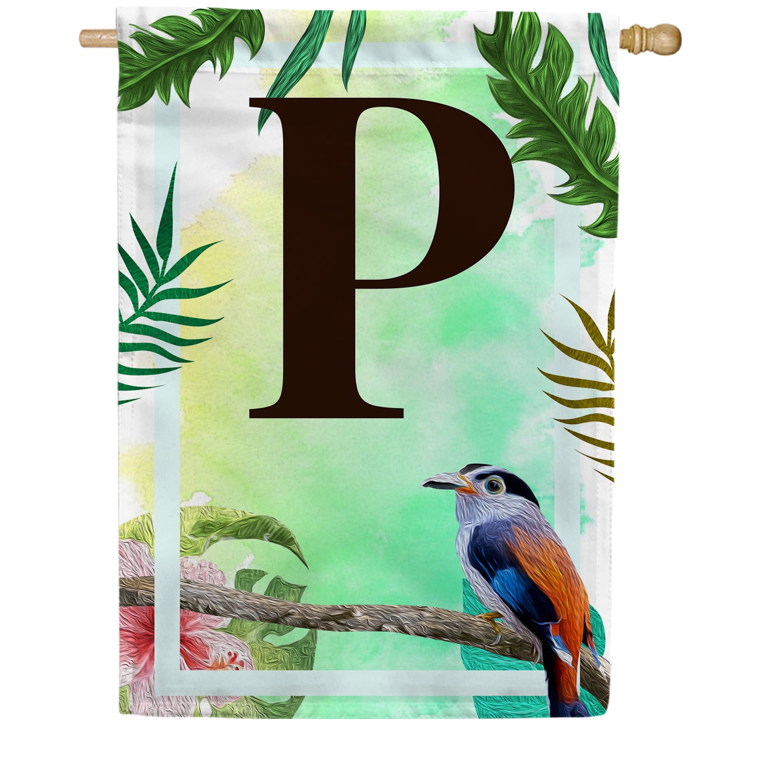 America Forever Tropical Summer Monogram House Flag Letter P 28 x 40 ...