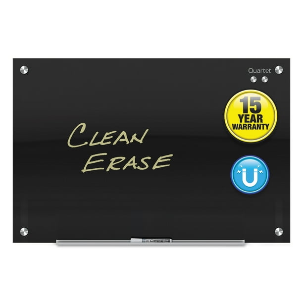 Quartet Infinity Black Glass Magnetic Marker Board 48 X 36