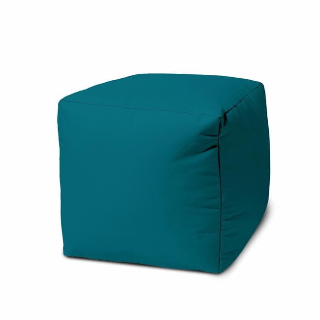 HomeRoots 17 in. Cool Solid Color Indoor Outdoor Pouf Ottoman, Dark ...