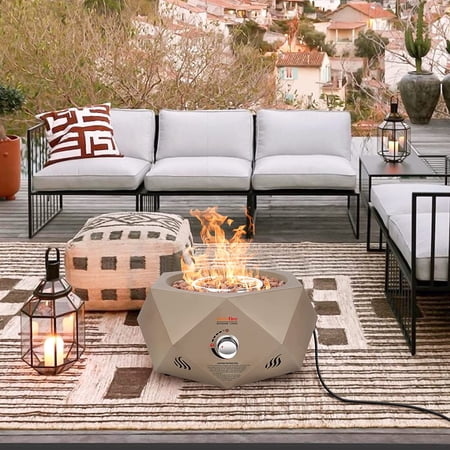 Onlyfire Outdoor Propane Fire Pit Table, 27 Inch Gas Fire Bowl with 12 ...