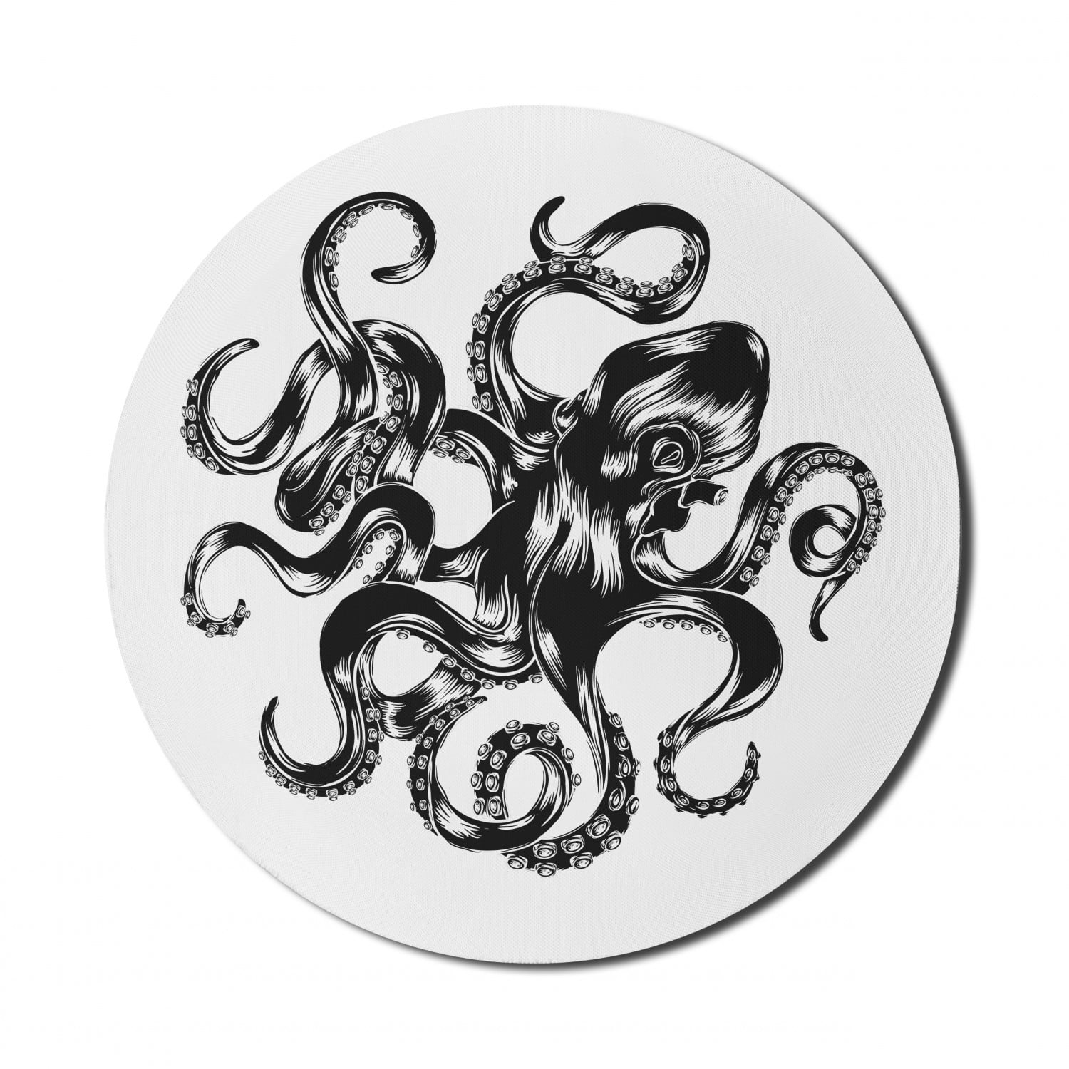 Octopus Mouse Pad for Computers, Vintage Style Engraving Illustration ...