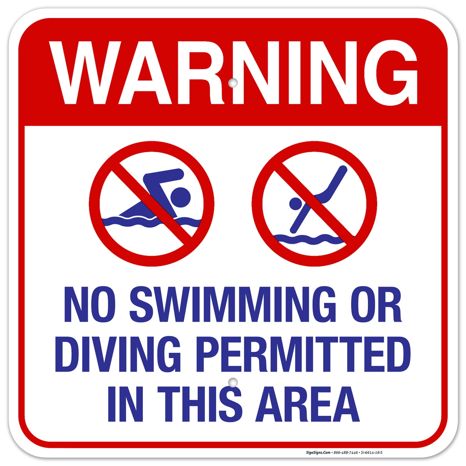 No Swimming Or Diving Permitted In This Area Sign, Pool Sign, - Walmart.com