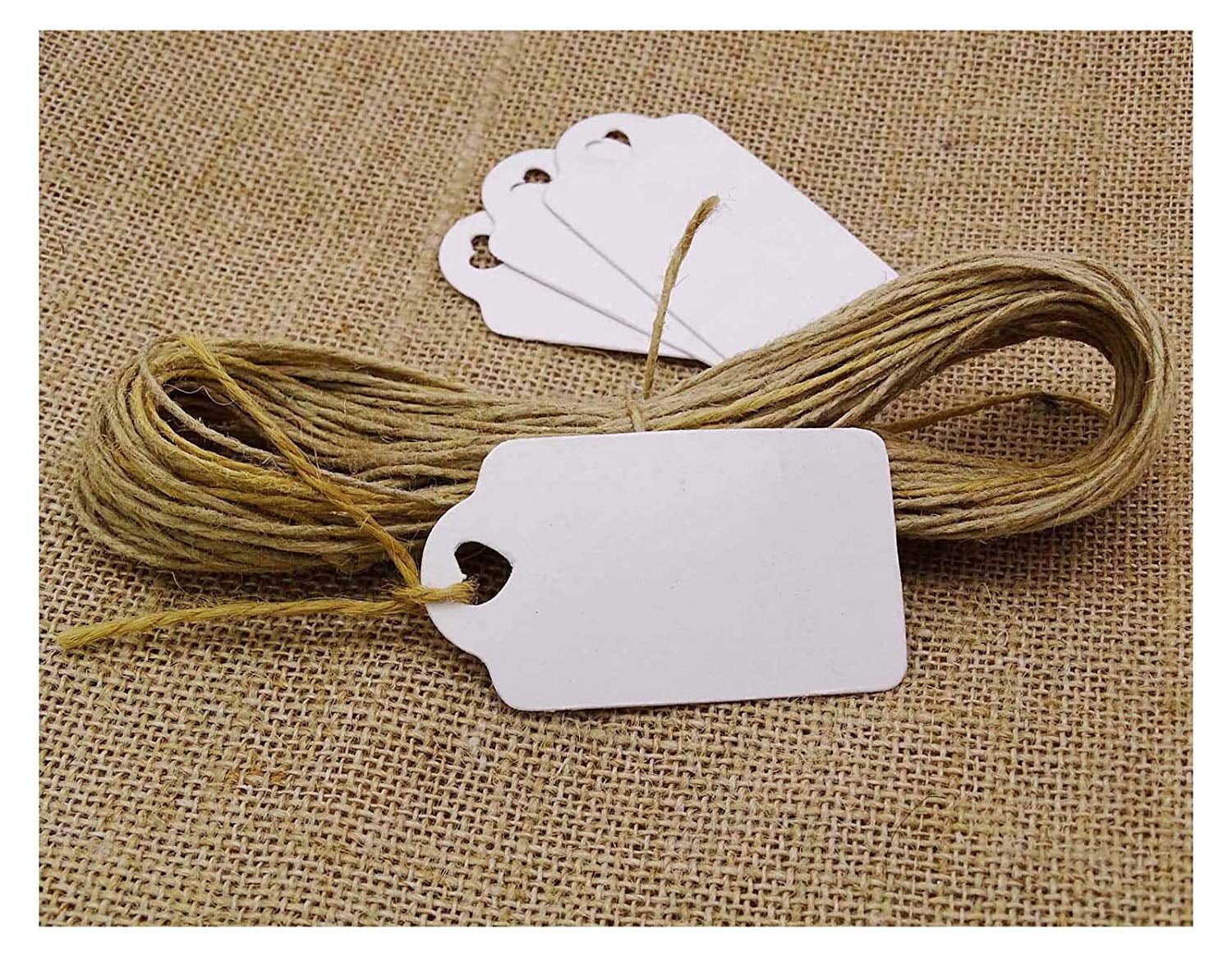 100 PCS Heart Punched Rectangular Hang Tags Wedding Favor Gift Tags ...