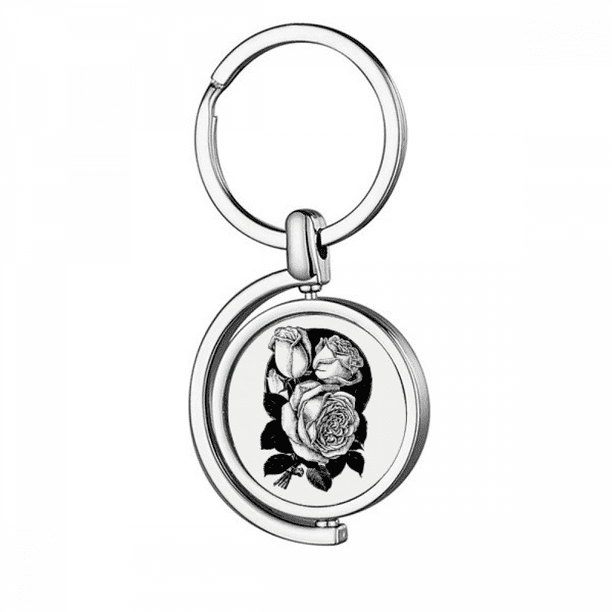 Planta de flor de rosa patron de dibujo Rotating keychain Metal Keyring Holder | Bodega Aurrera ...