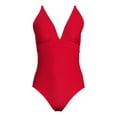 Time And Tru Womens And Womens Plus Plunge X Back One Piece Swimsuit
