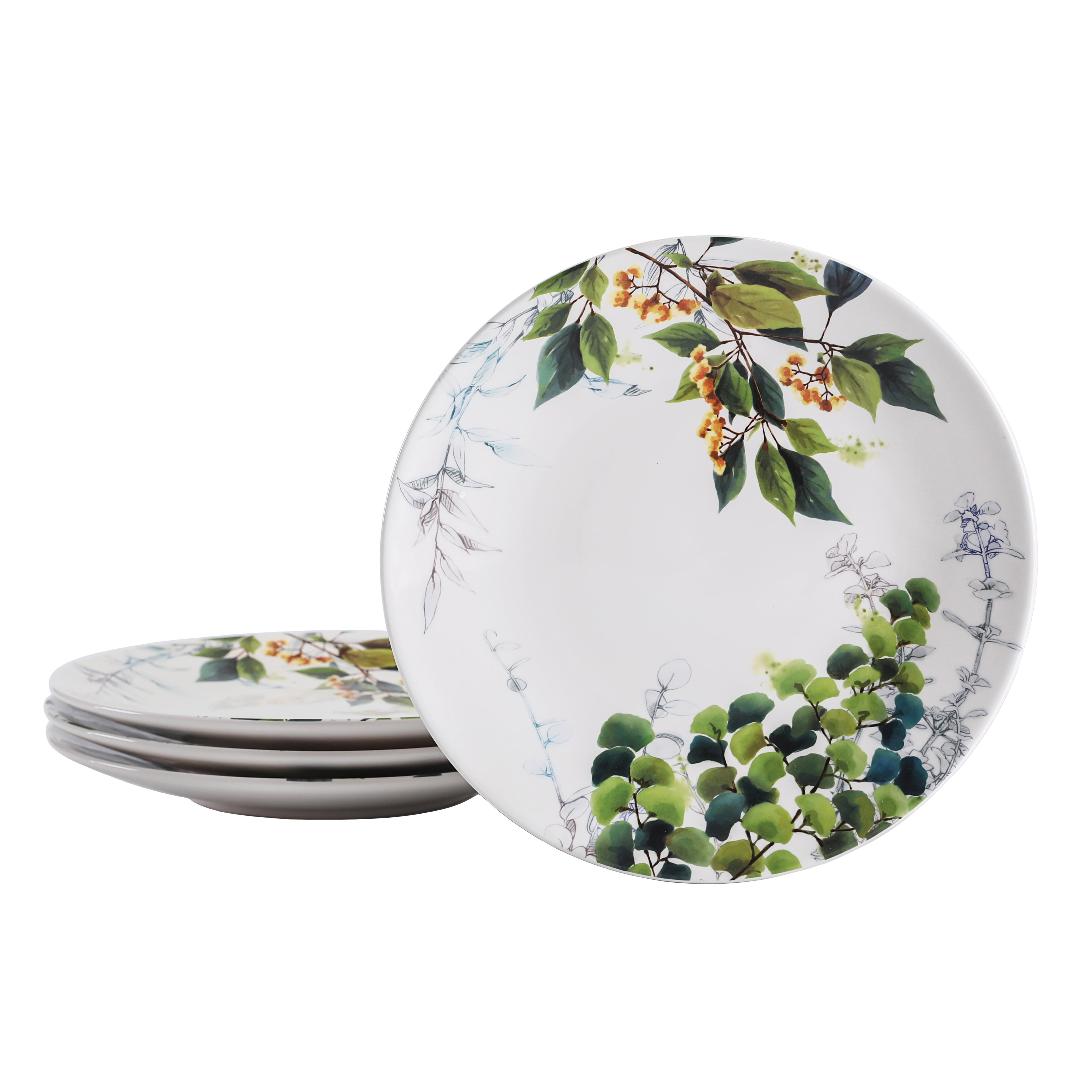 Bico Fern & Grass 11 inch Dinner Plates, Set of 4, for Pasta, Salad ...