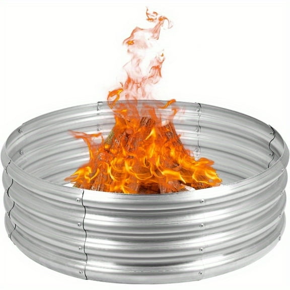 VINGLI Galvanized Fire Pit Ring 30" Inner 36" Outer 3.0mm Thick Heavy ...