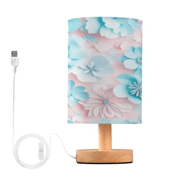 Daisies Floral Flowers Table Lamp USB Bedside Desk Nightstand Lamp ...