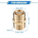 Unique Bargains Pressure Washer Connector Fitting 15mm M22x1.5 Male Adapter Brass Screw Hose ...