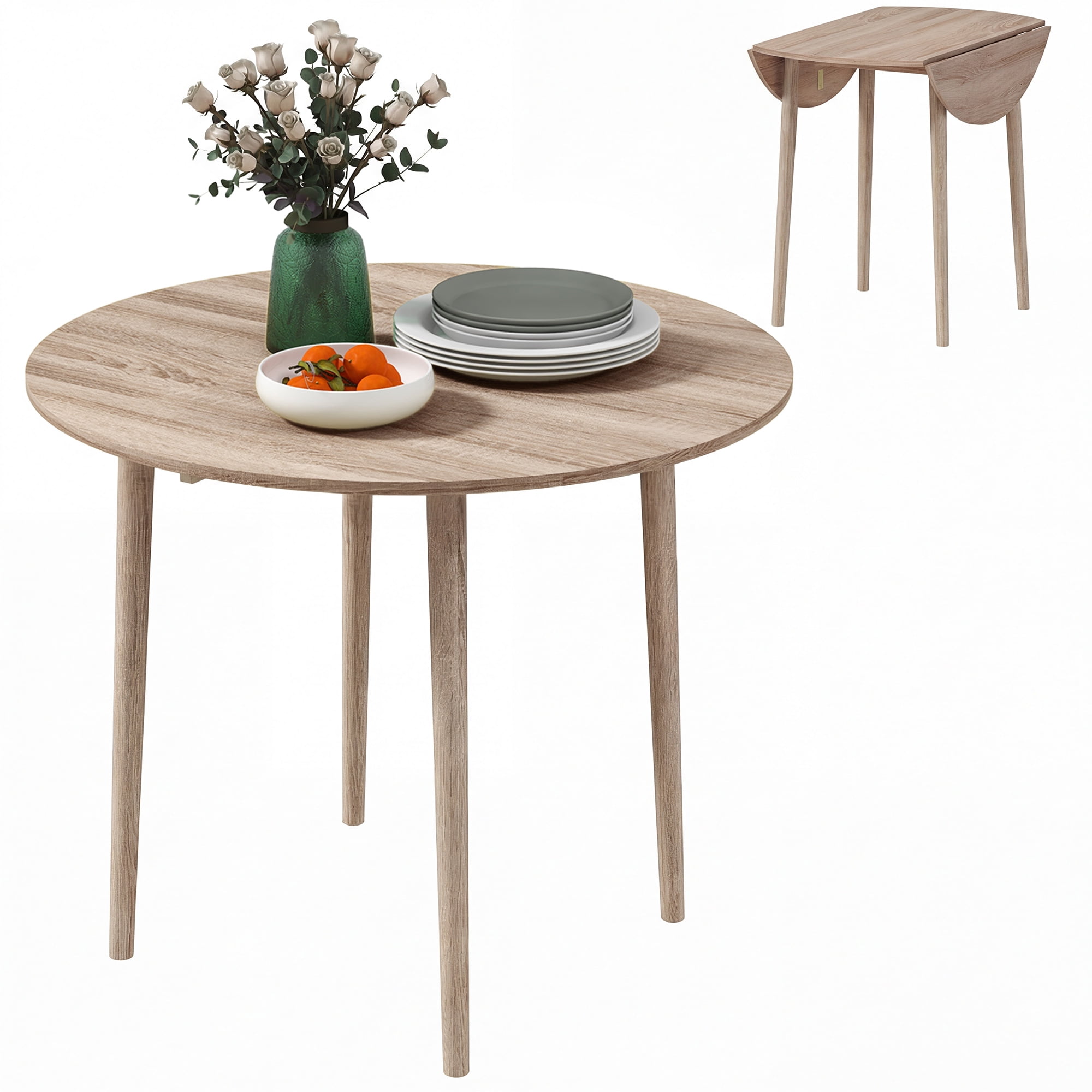 Click here for Homcom Foldable Dining Table  Round Drop Leaf Tabl... prices