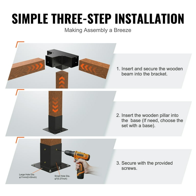 Heavy Duty 4x4 Steel Connector Kit 12-Piece Pergola Brackets Kit - 4x4 ...