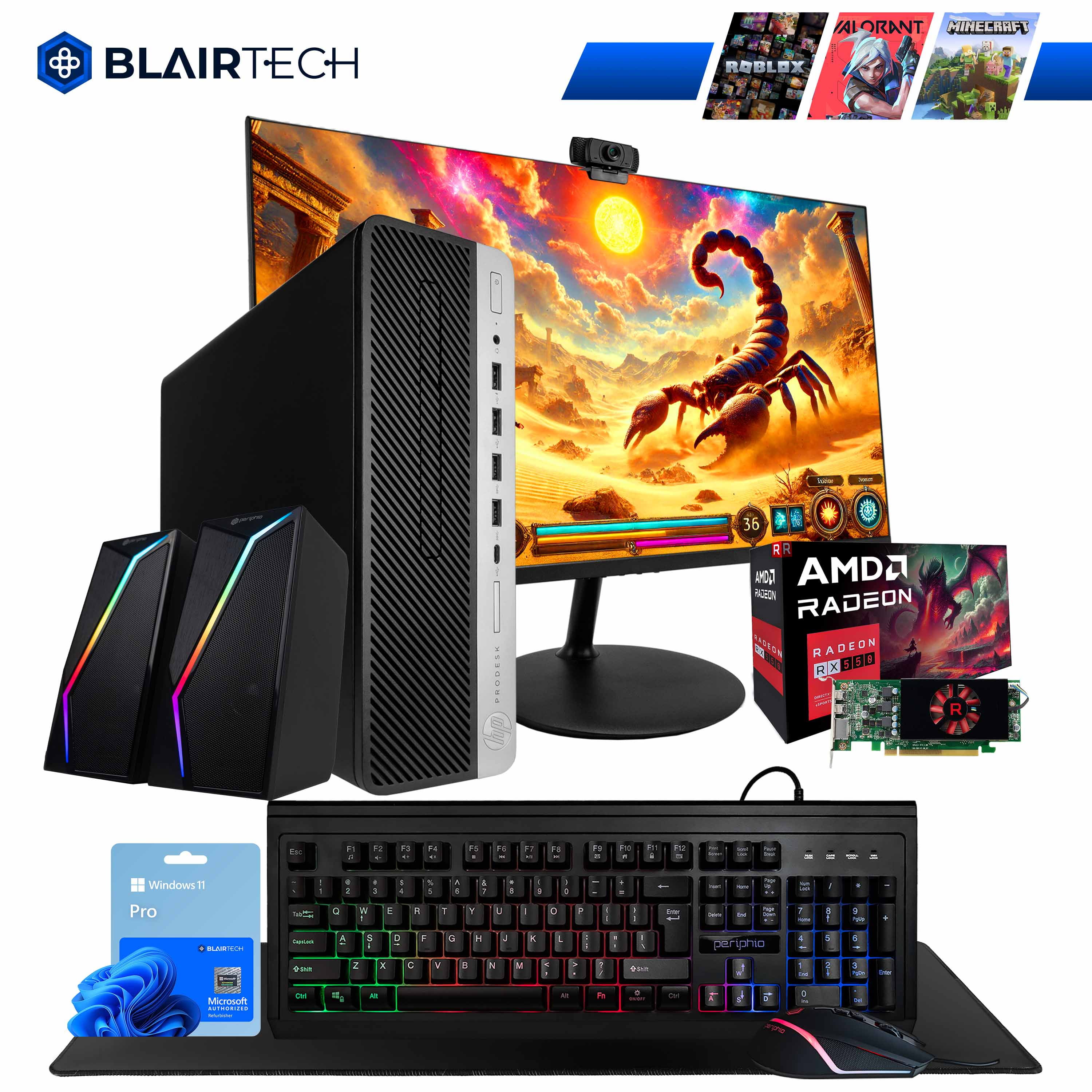 Restored Blair Tech 600G4 PC Top Gaming Computer Bundle - 24" Periphio ...
