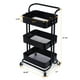 3-Tier Rolling Cart, Heavy Duty Metal Frame Dining Cart with 360° Rotation Wheels and Handle ...