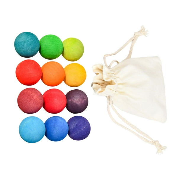 Bunblic 12 Pieces Montessori Rainbow Balls Learning Material Color ...