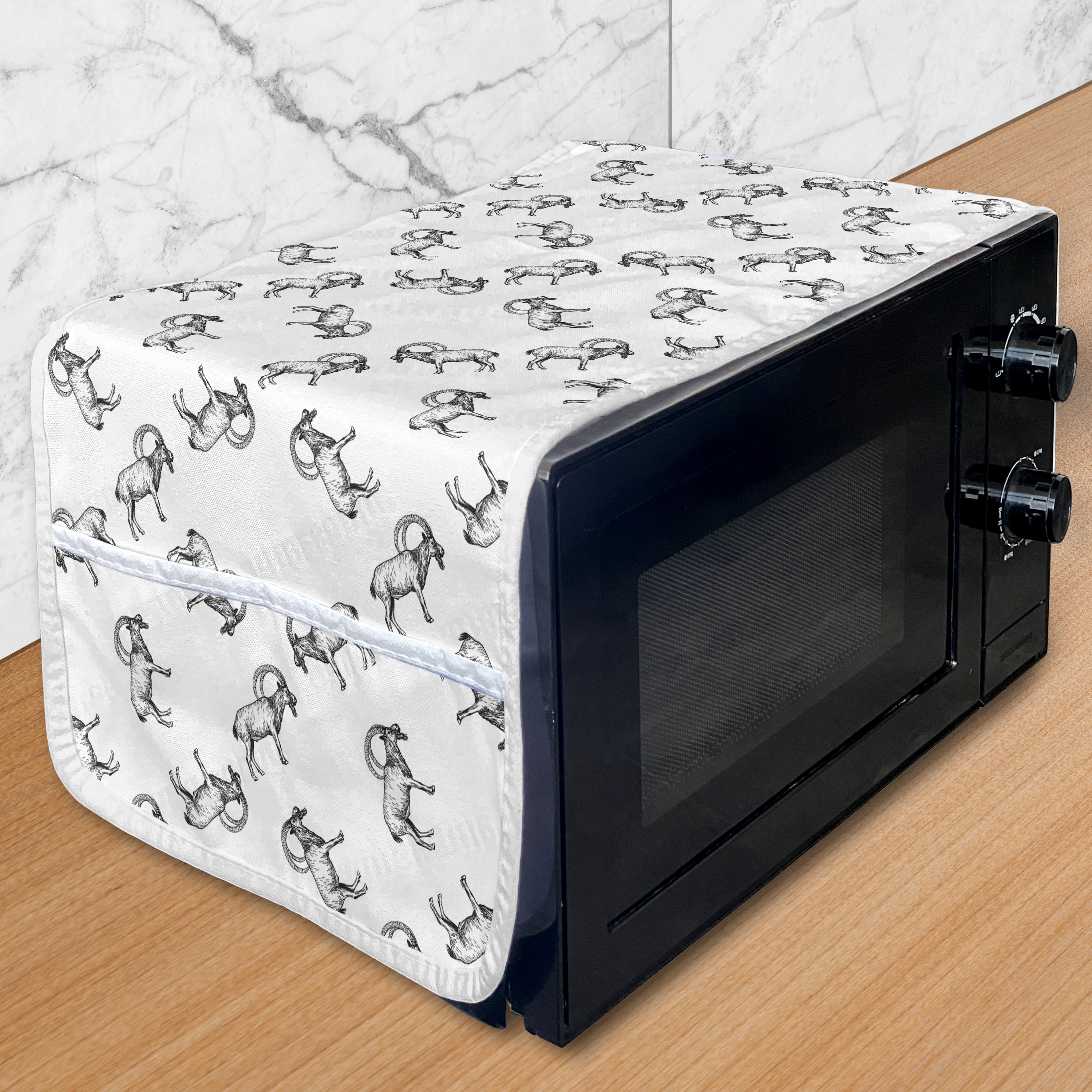 Goat Microwave Oven Cover, Hand Drawn Like Monochrome Sketch of ...