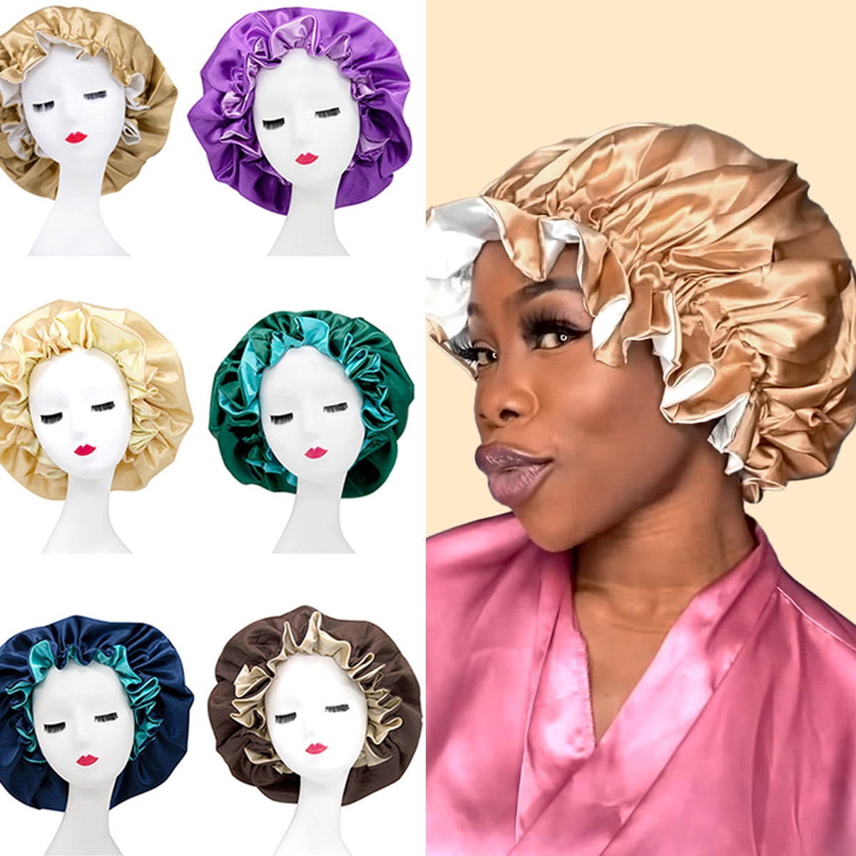 Travelwant Satin Bonnet Silk Bonnet Sleep Cap for Women - Extra Large ...