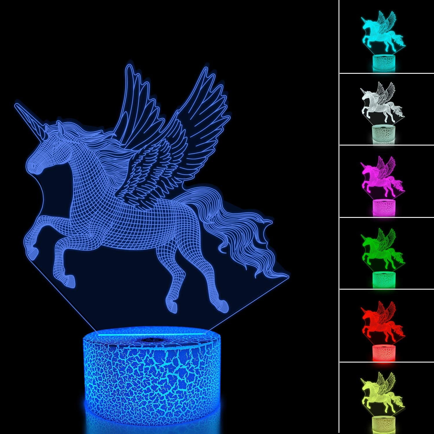 Unicorn Night Light Kids Night Light 3D Optical Illusion 16 Colors ...