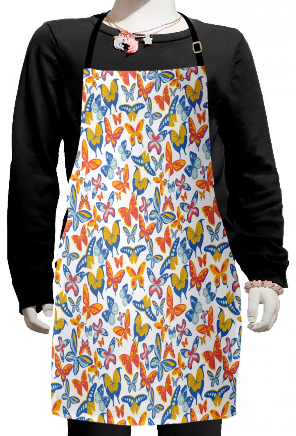 Butterfly Kids Apron, Repetitive Style Spring Insects Flying Creatures ...