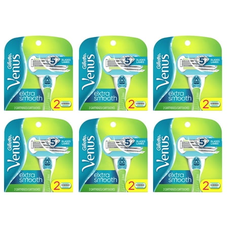 Gillette Venus Extra Smooth 5 Blade Cartridge Refill, 12 Count (6 packs ...