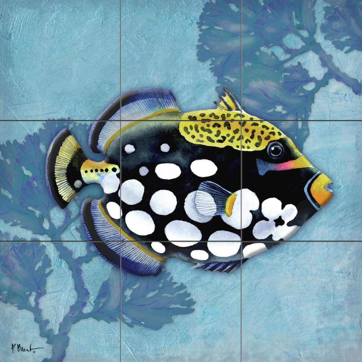 Tile Mural Bathroom Backsplash - Azure Tropical Fish III-PB - by Paul ...