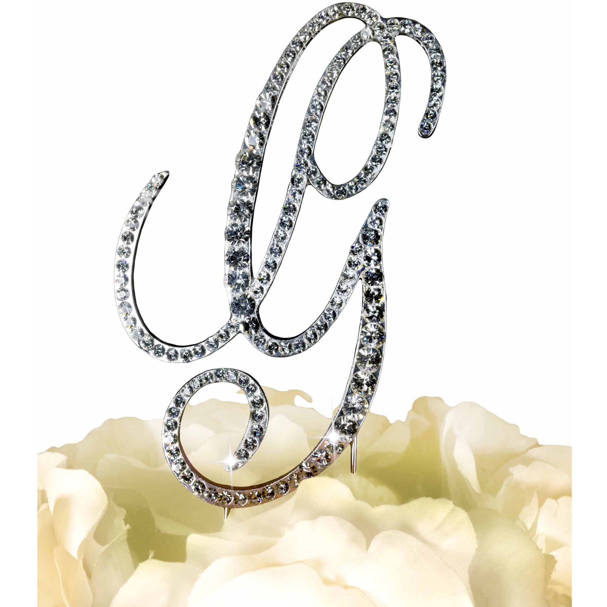 Unik Occasions Victorian Rhinestone Wedding Cake Topper, Silver ...